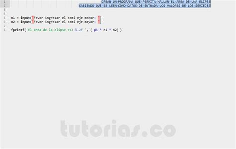 Operadores Matlab Area De Una Elipse