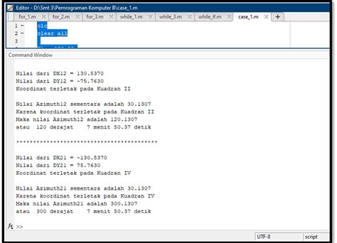 Menghitung Koordinat Dan Azimuth Menggunakan Matlab Teknik Muda