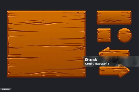 벡터 게임 Ui 키트입니다 그래픽 사용자 인터페이스 Gui의 템플릿 나무 메뉴와 2d 게임을 구축 하는 버튼 갈색에 대한 스톡 벡터 아트 및 기타 이미지 Istock