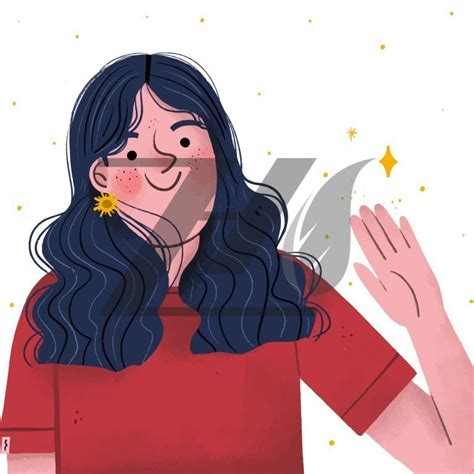 دانلود وکتور تصویرسازی دختر در حال دست تکان دادن دانلود رایگان فایل