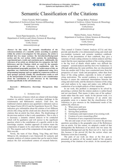 PDF Semantic Classification Of The Citations