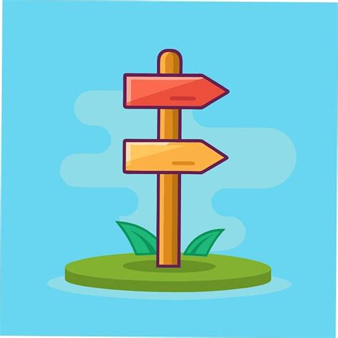 Direction Road Sign Post With Arrow Signboard Pointer Choice Signpost 3d Vector Icon Cartoon