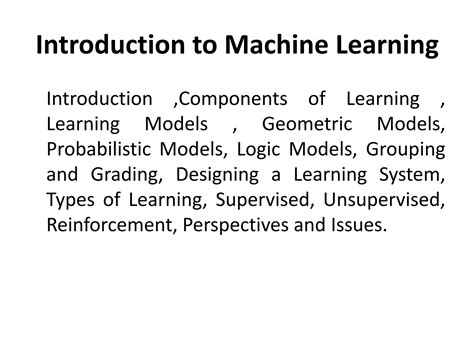 Unit 1 Ml Introduction To Machine Learningpptx Computing Technology And Computing