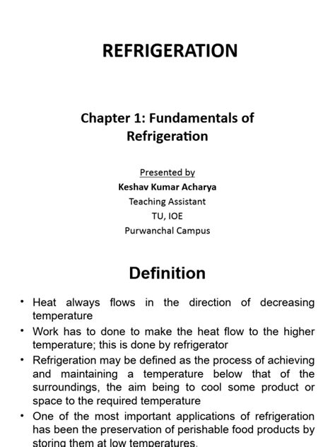 Chapter 1 Fundamentals Of Refrigeration Pdf Refrigeration Food