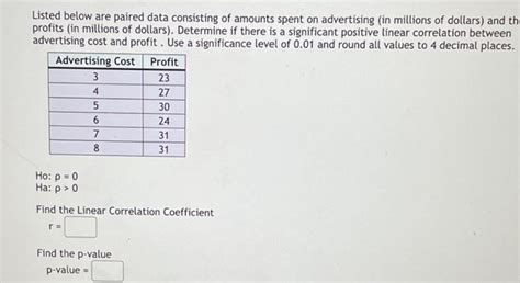 Solved Listed Below Are Paired Data Consisting Of Amounts