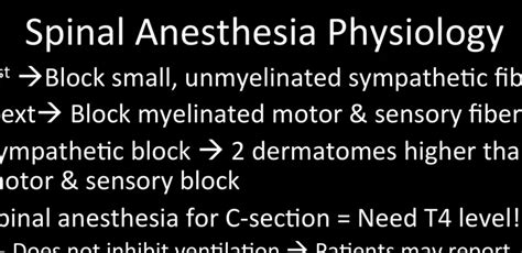 Spinal Anesthesia Physiology Openanesthesia