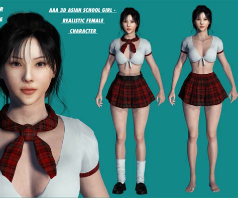 Artstation Aaa 3d Asian Korean School Girl Realistic Game Ready