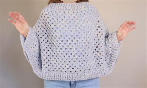Pattern Only For Crochet Poncho With Faux Sleeves Wrist Closure Keeps