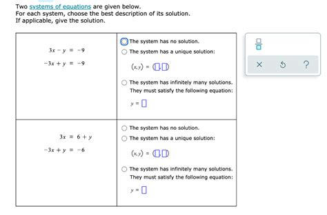 Solved Two Systems Of Equations Are Given Below For Each Chegg Com