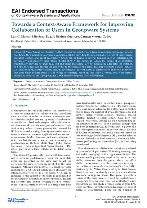 Pdf Towards A Context Aware Framework For Improving Collaboration Of