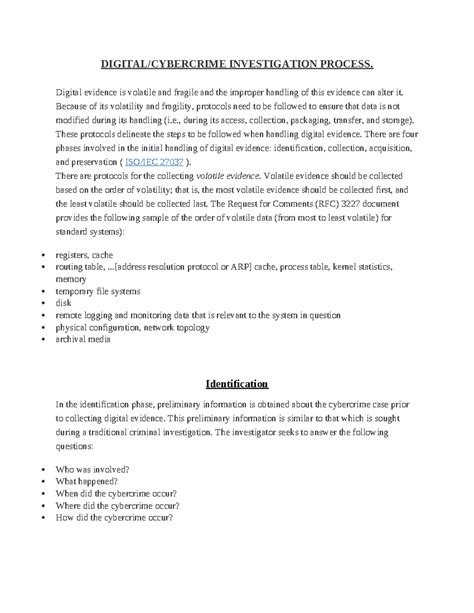Cybercrime Investigation Process Digital Cybercrime Investigation