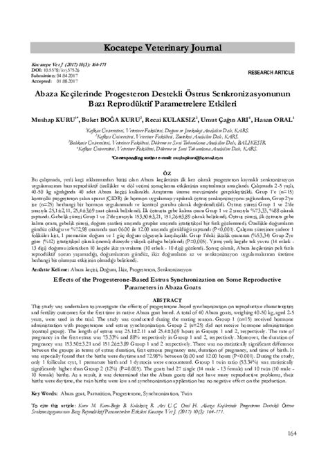 Pdf Effects Of The Progesterone Based Estrus Synchronization On Some Reproductive Parameters