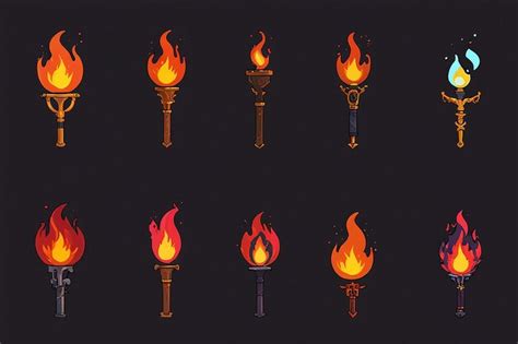 Fire Torch Icons Premium Ai Generated Image