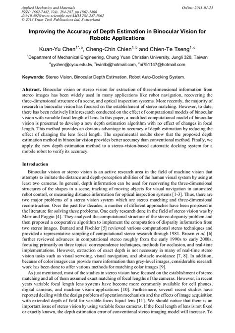 Improving The Accuracy Of Depth Estimation In Binocular Vision For