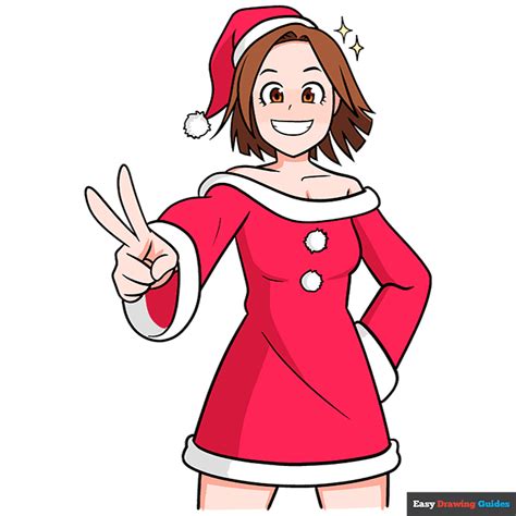 How To Draw A Christmas Anime Girl Easy Step By Step Tutorial