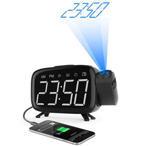 Часовник с проектор Led С аларма Черен Emag Bg