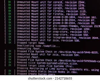System Output Linux System Shutting Down Stock Illustration Shutterstock