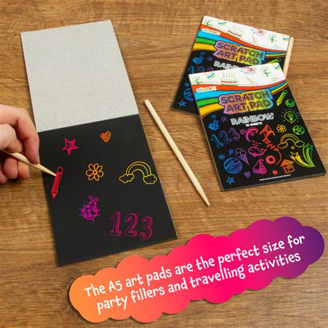 12 Pack Of Rainbow Scratch Art Pads Abeec® Toys