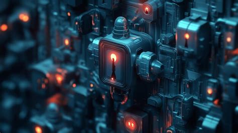 A Complex Arrangement Of Digital Locks And Shields Representing Cybersecurity Themes Premium