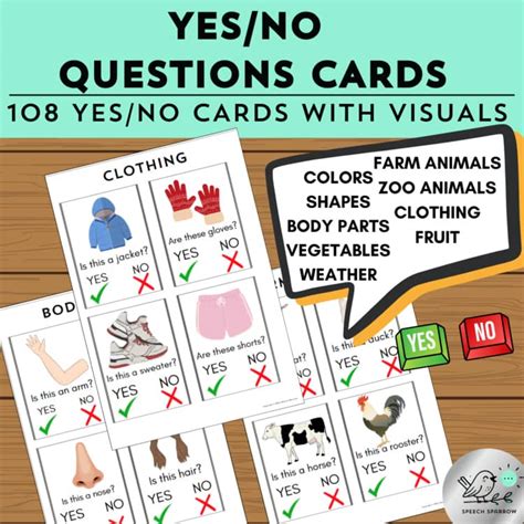 Yes No Visuals Question Cards Speech Therapy Special Education
