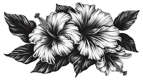 Premium Photo Black And White Detailed Drawing Of Hibiscus Flowers