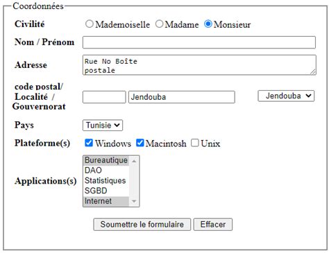 Exercices Les Formulaires En Html Série 01 Apcpedagogie
