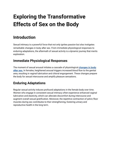 Ppt Exploring The Transformative Effects Of Sex On The Body
