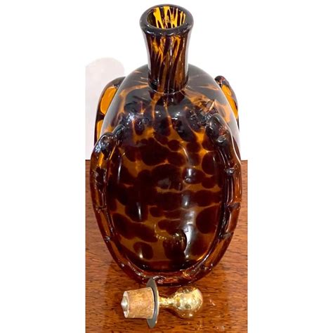 Tortoiseshell Murano Glass And Brass Decanter Chairish