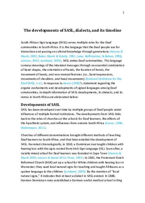 Pdf The Developments Of South African Sign Language Sasl Dialects And Its Timeline