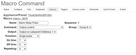 Acm Configure Macros And Triggers For Door Alarm