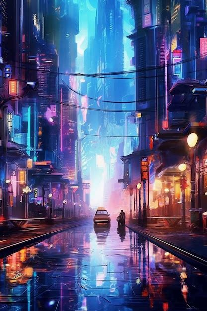 Premium Photo Futuristic Cyber City Lights With An Edgy Color Scheme