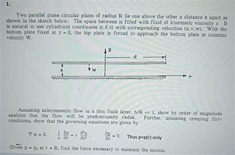 Solved Two Parallel Plane Circular Plates Of Radius R Lie Chegg