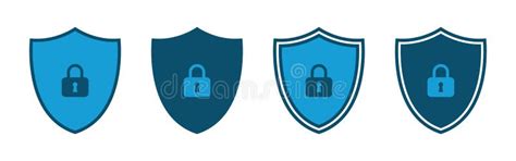 Vector Security Shield Lock Icon Set Stock Illustration Illustration
