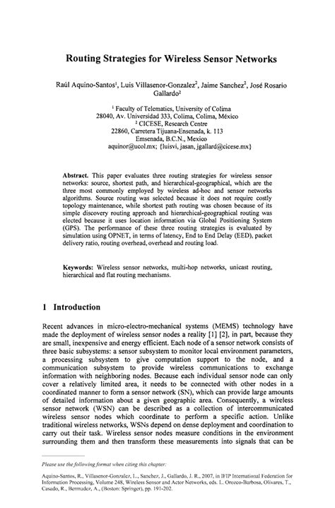 Pdf Routing Strategies For Wireless Sensor Networks