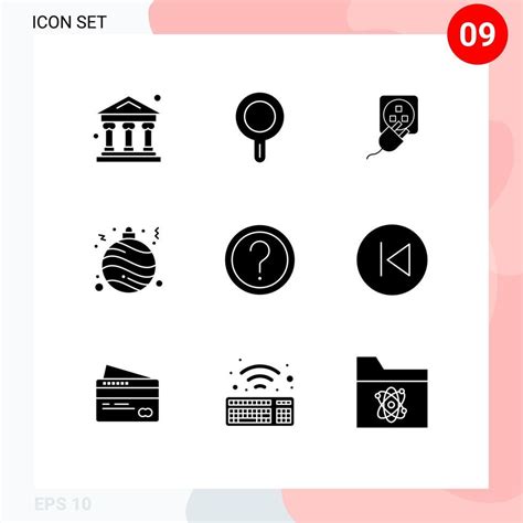 Editable Vector Line Pack Of 9 Simple Solid Glyphs Of Info Faq Electric Customer Christmas