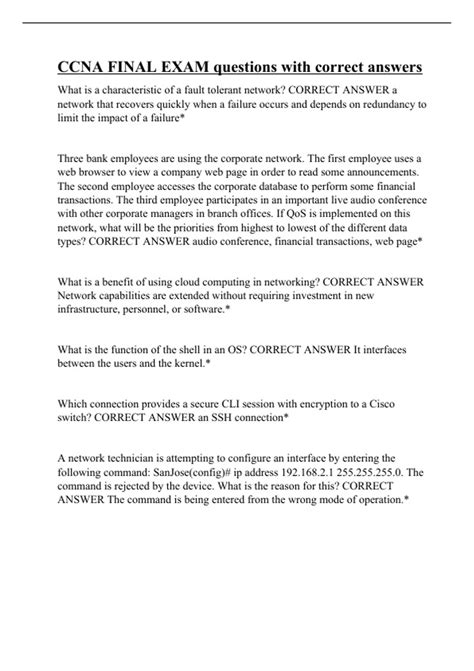ccna final exam questions with correct answers ccna cisco certified