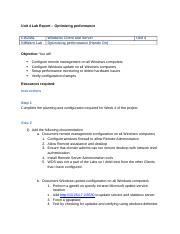CIS L U LabReport Malvyn Bacott Docx Unit Lab Report Optimizing Performance CIS L