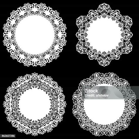 디자인 요소 레이스 종이 받침 용 냅킨 케이크 절단 눈송이 인사말 요소 레이저 절단 금속 격판덮개에 대 한 서식 파일을 장식 하는 탁상용 라운드 벡터 일러스트 가위에 대한