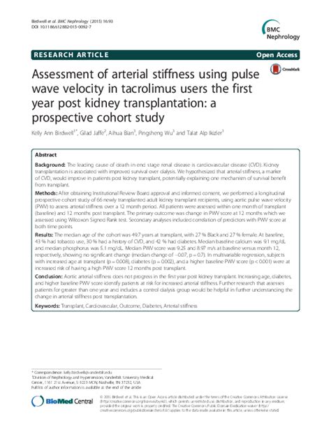 Pdf Assessment Of Arterial Stiffness Using Pulse Wave Velocity In