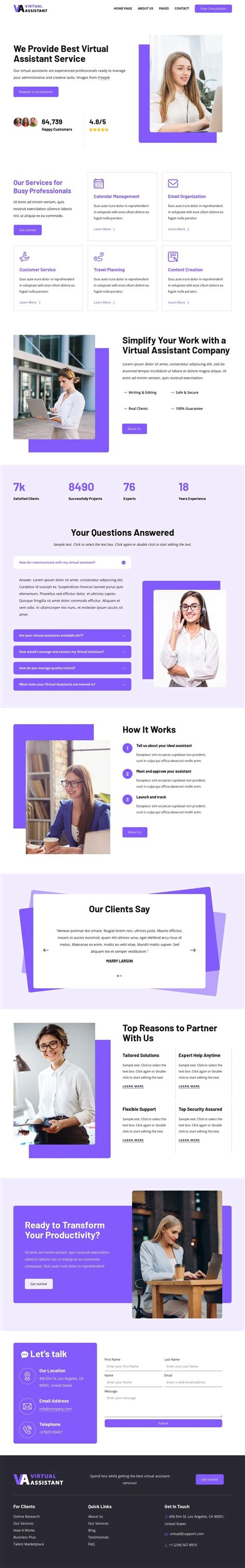 Virtual Assistant Company Html Template By Nicepage