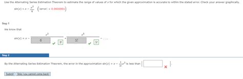 solved sin x ≈x−6x3 lerror ∣