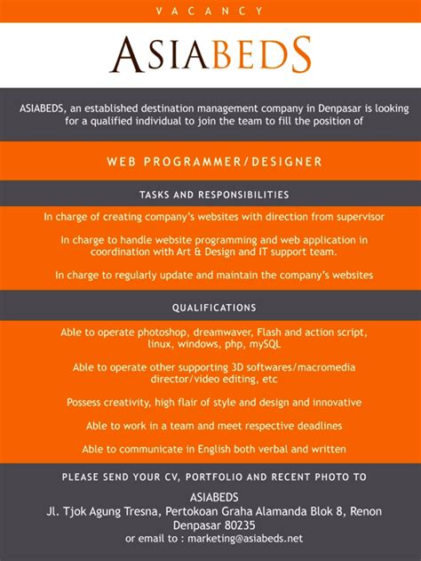 Lowongan Kerja Web Programmerdesigner