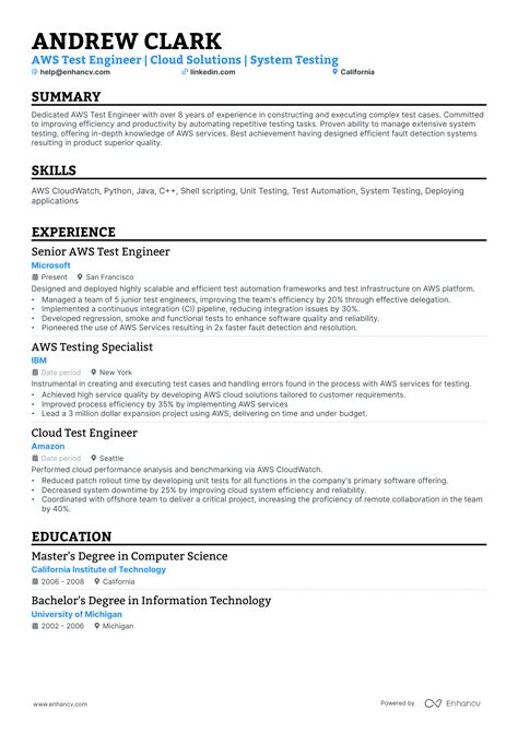 10 Aws Testing Resume Examples And Guide For 2025