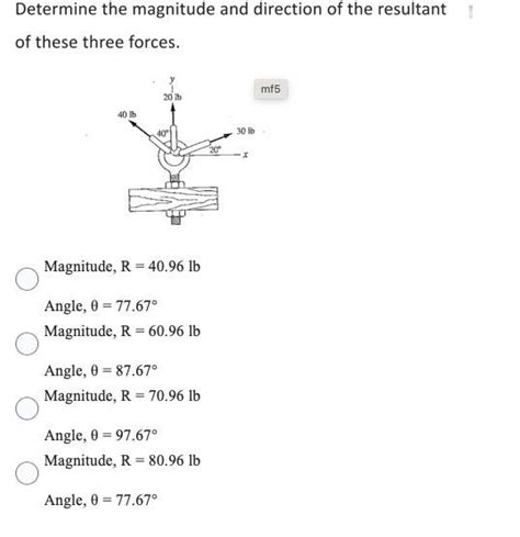 Solved Determine The Magnitude And Direction Of The Chegg