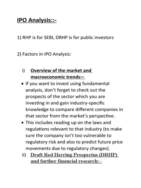 ipo analysis pdf valuation finance investing