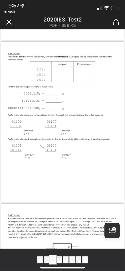Solved 1 20 Points Provide The Decimal Value If These