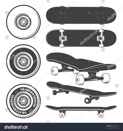 Set Of Skateboards And Skateboarding Wheels Stock Vector Illustration