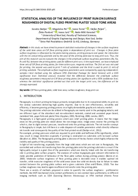 Pdf Statistical Analysis Of The Influence Of Print Run On Surface Roughness Of Digital Flexo