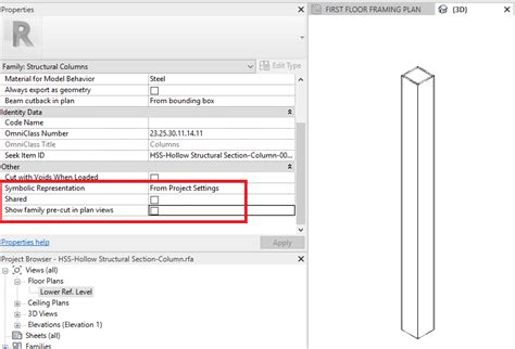 Structural Columns Cut Pattern Is Hidden In Revit