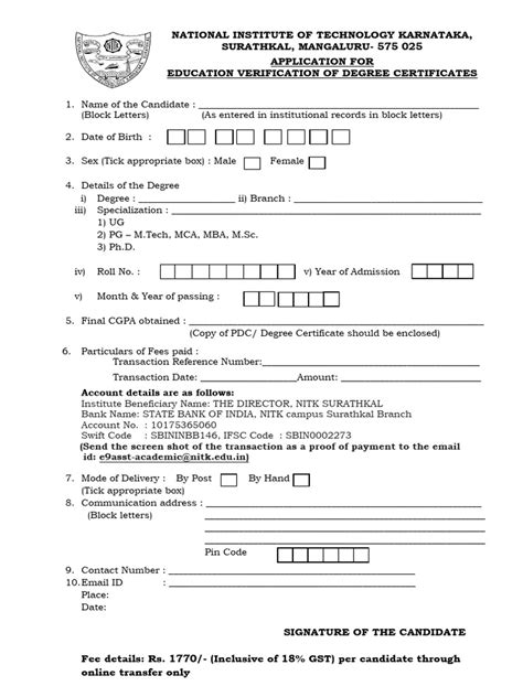 Application For Degree Verification Pdf